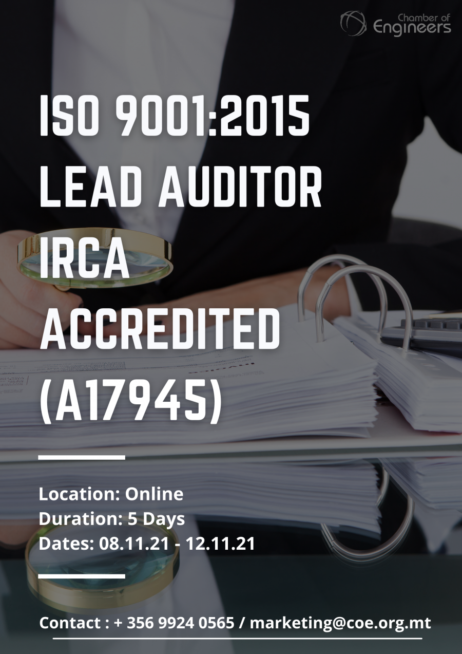 ISO 9001:2015 Lead Auditor IRCA Accredited – Chamber of Engineers